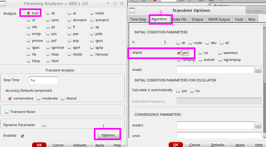白狐 的想法: 目的：使用cadence ADE仿真遇到不收敛解决方案—针对dc和tran仿真。 1. 解决dc仿真不收敛的四种方法 第一 ...