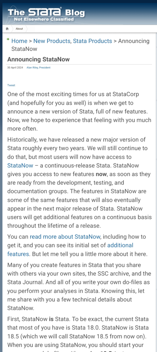 hecha 的想法: StataNow出来了 - 知乎