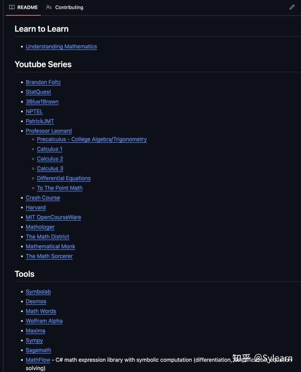 Sylearn 的想法: GitHub 项目推荐：awesome‑math｜最全数学学习地图，免费又高质量 | awesome-math 是由 Cyrille Rossan… - 知乎