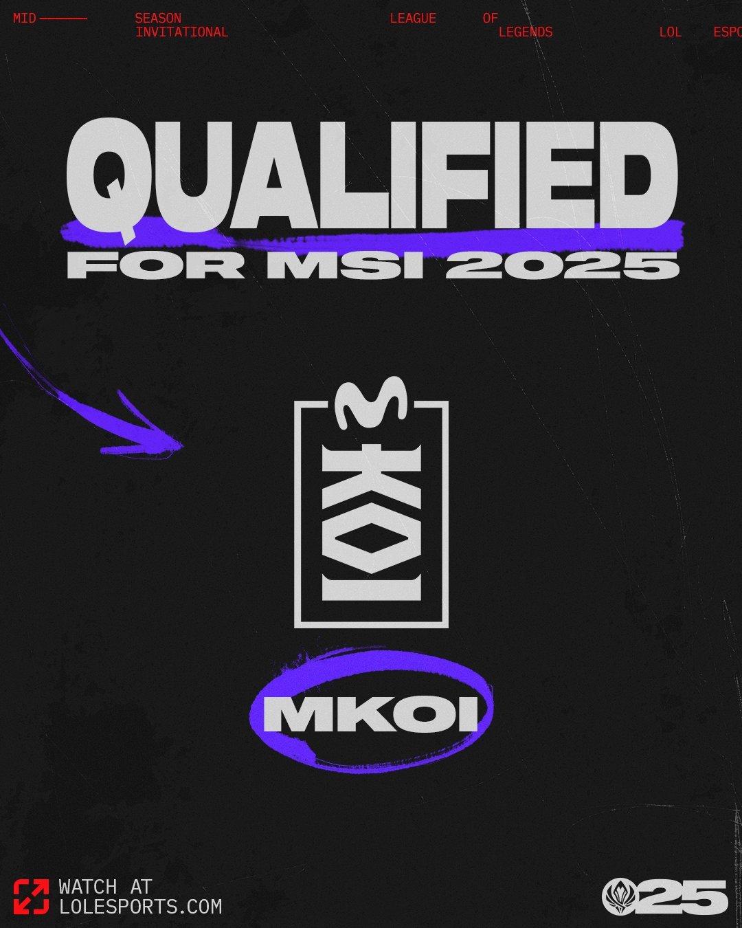 乖悟 的想法: GAM和MKOI获得MSI资格 | 【官方】LEC赛区MKOI战队，LCP赛区GAM战队确定晋级2025季中邀请赛及2025电竞世界杯！ 在刚刚结束的2025LEC春季赛季后赛 ...