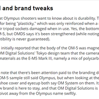 捷里米 的想法: 关于大家都关心的EM53塑料机身并且三脚架孔附近底板没有加强件会导致破损的事情，DP已经贴心跟OM进行了询问。 对方表示虽然OM5机身材质跟EM53用的近似的聚碳酸酯+铝混合 ...