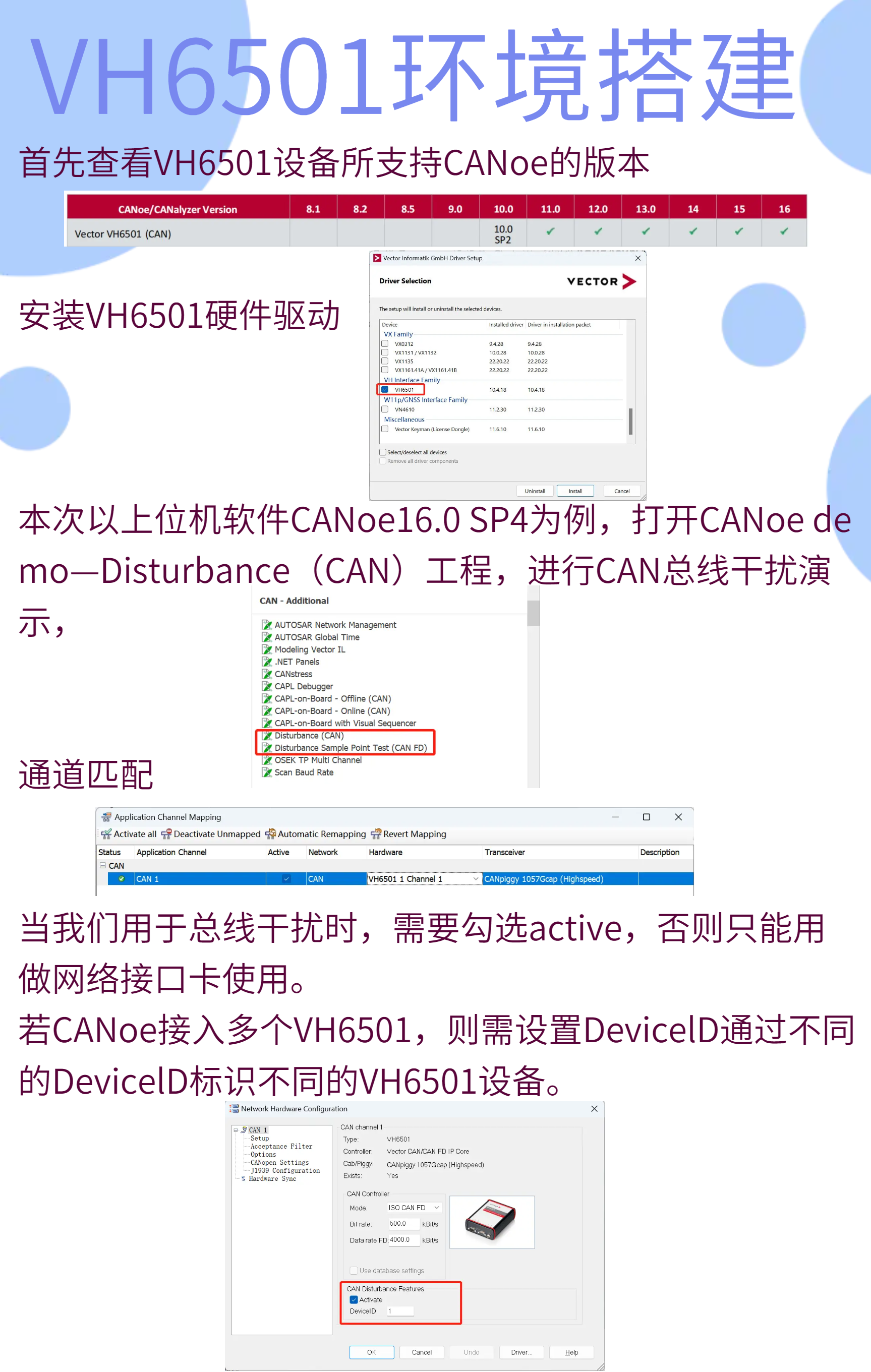 Polelink上海北汇信息 的想法: 【VH6501环境搭建】首先查看VH6501设备所支持CANoe的版本安装VH6501硬件驱动本次以上位机软件CANoe16.0 SP4为例，打开 ...