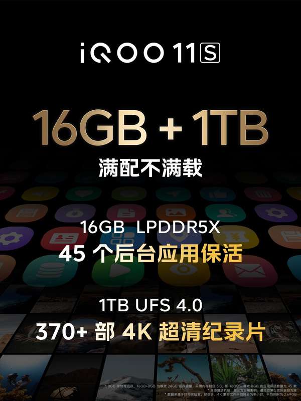 定焦数码 的想法: iQOO 11S也用上了16G+1TB，还有三星拉满… - 知乎