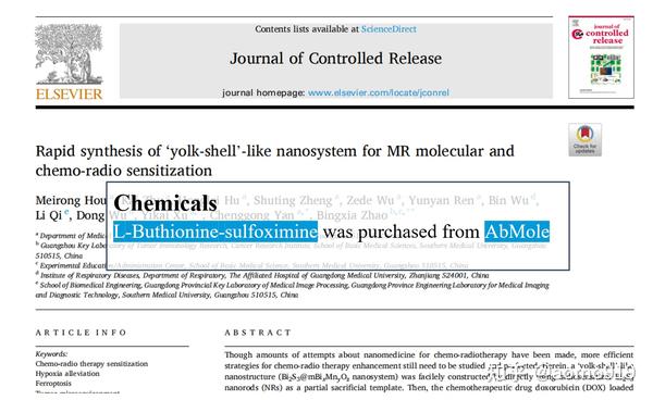 AbMole科研-用于MR分子和化学放射增敏的"卵黄壳"样纳米系统的快速合成 - 知乎