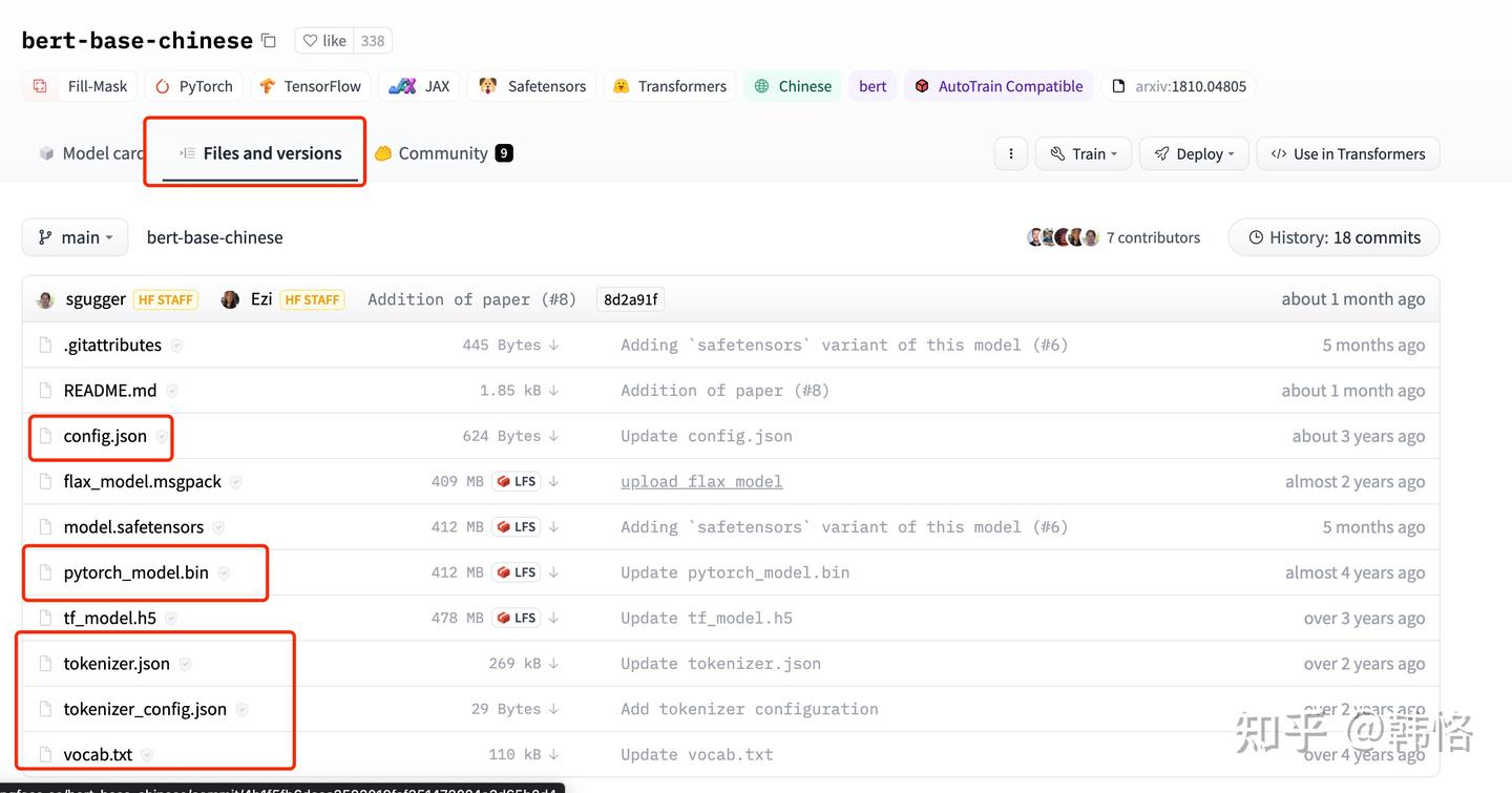 pytorch版本 bert-base-chinese模型文件下载 - 知乎
