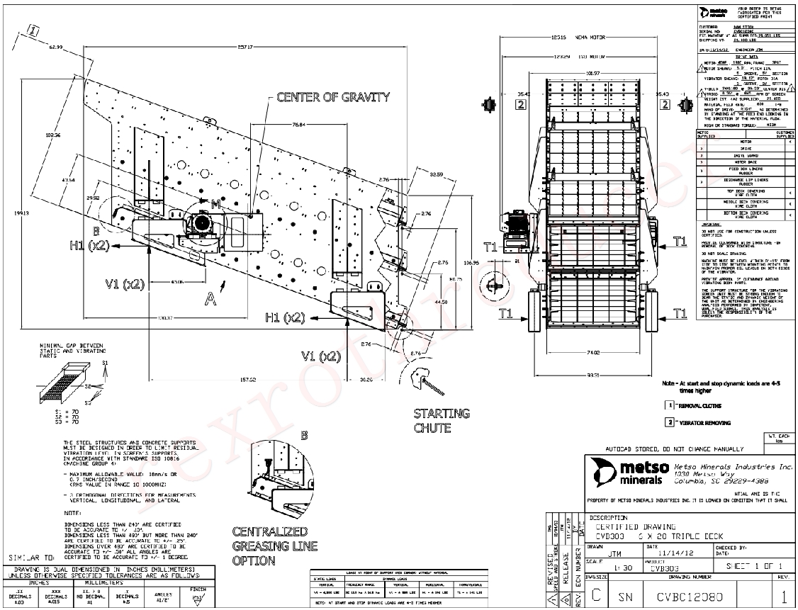 Metso美卓CVB系列斜面振动筛图纸CVB102/103/104/202/203/204/302/303/304/402/403/502 ...