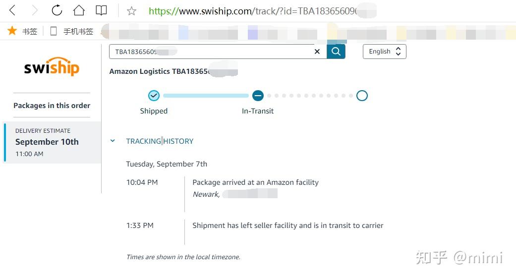 如何跟踪亚马逊TBA开头的配送单号 - 知乎