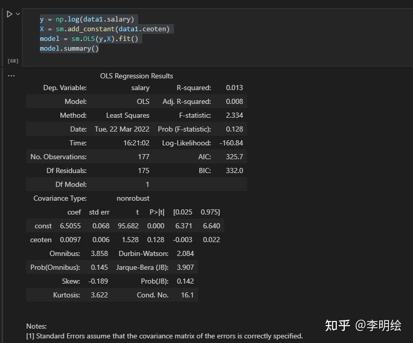 计量经济学导论作业1：在VSCode中用Python快速完成OLS回归分析 - 知乎