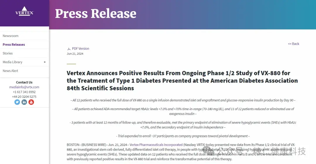 VX-880公布干细胞最新数据 | ADA 2024 - 知乎