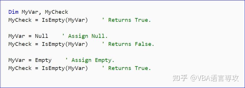 3.2.15.16VBA判断函数IsArray、IsDate、IsEmpty、IsEmpty、IsError、IsMissing、IsNull ...
