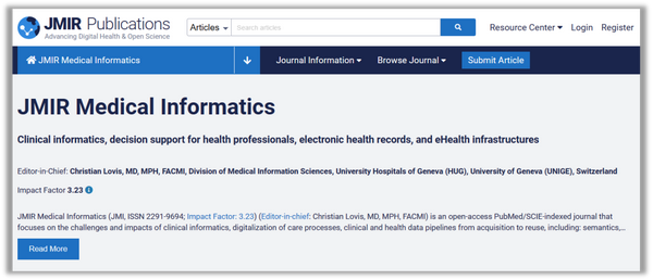 医学信息学期刊介绍——JMIR Medical Informatics - 知乎