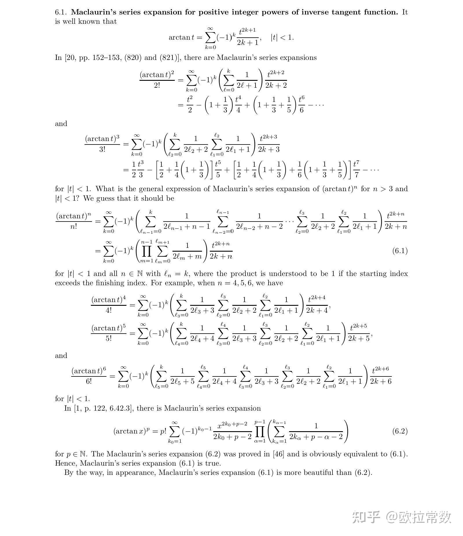 反正切函数arctanx的两个无穷级数展开式与它的连分数展开式以及反正切函数的高次方后泰勒级数展开式 - 知乎