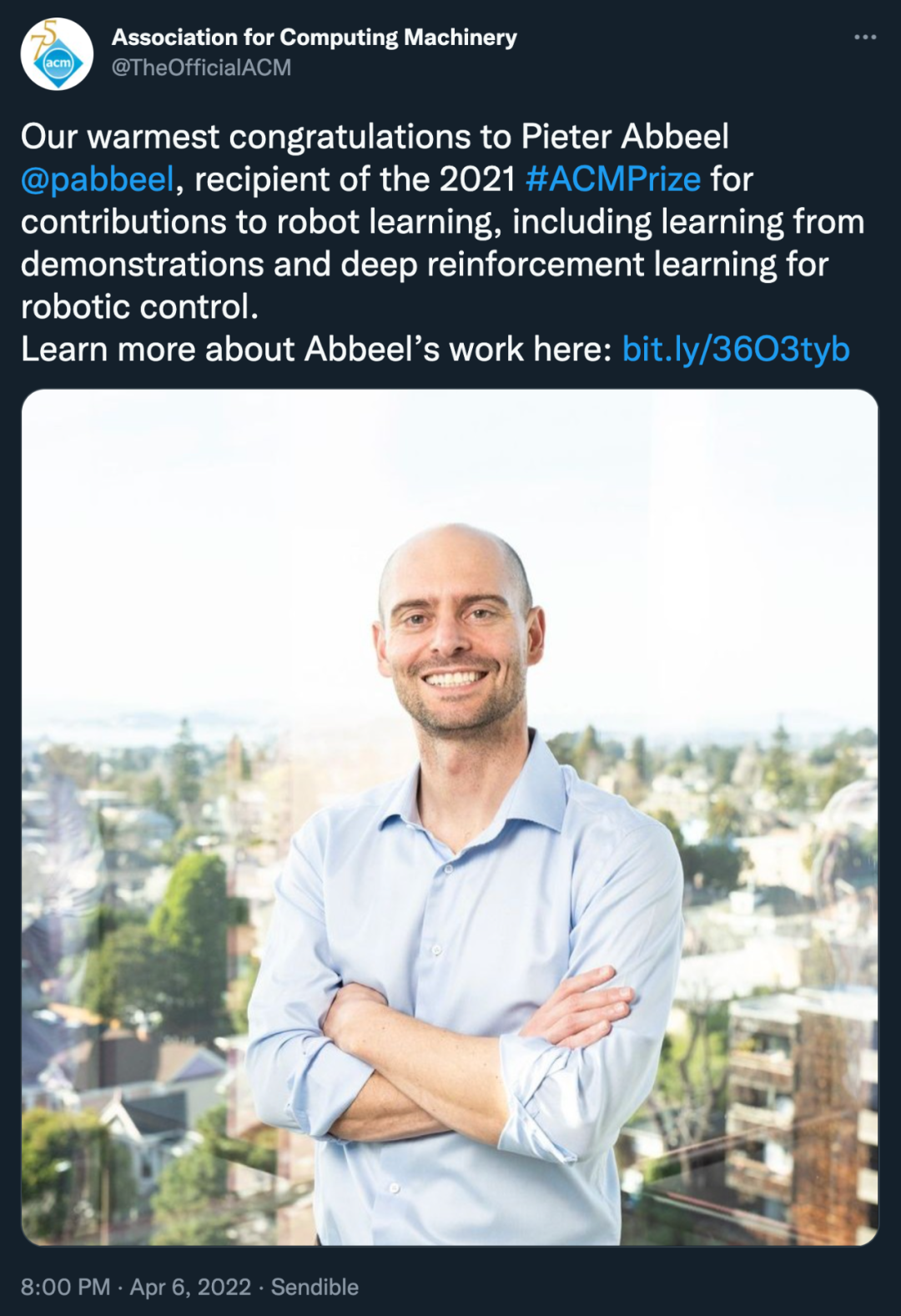深度强化学习大牛、UC伯克利教授Pieter Abbeel获2021 ACM计算奖 - 知乎