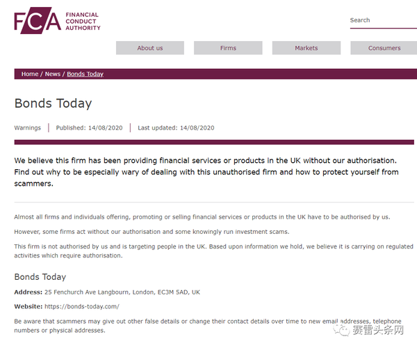 FCA警告：避免在COFINANCIAL等8家无牌经纪商处开展业务 - 知乎