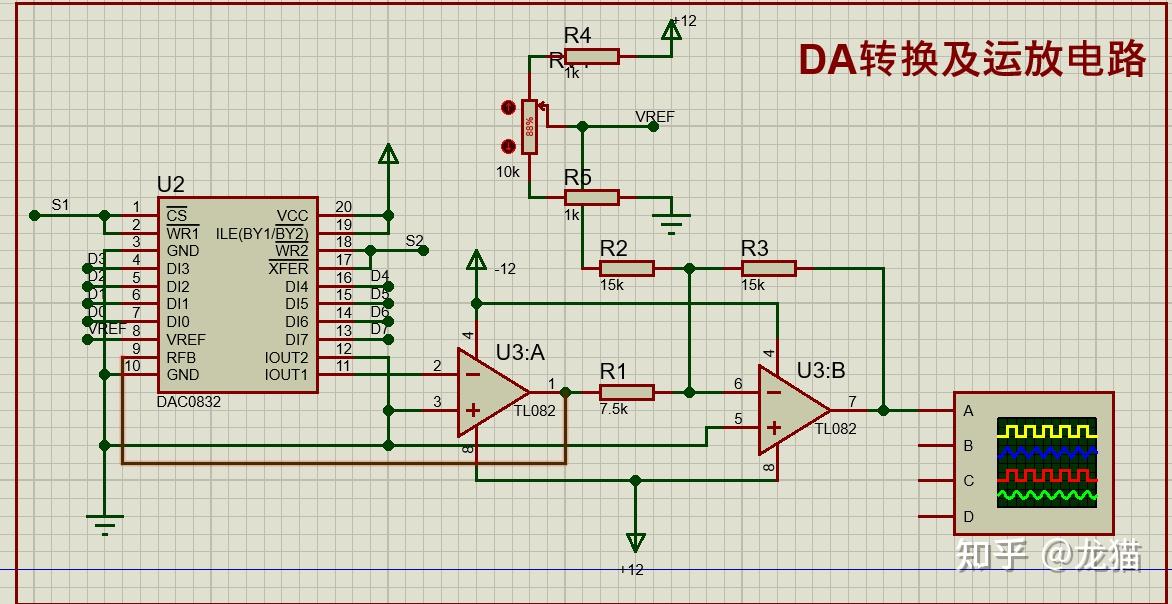【Proteus】使用DAC0832输出可调正弦波 - 知乎