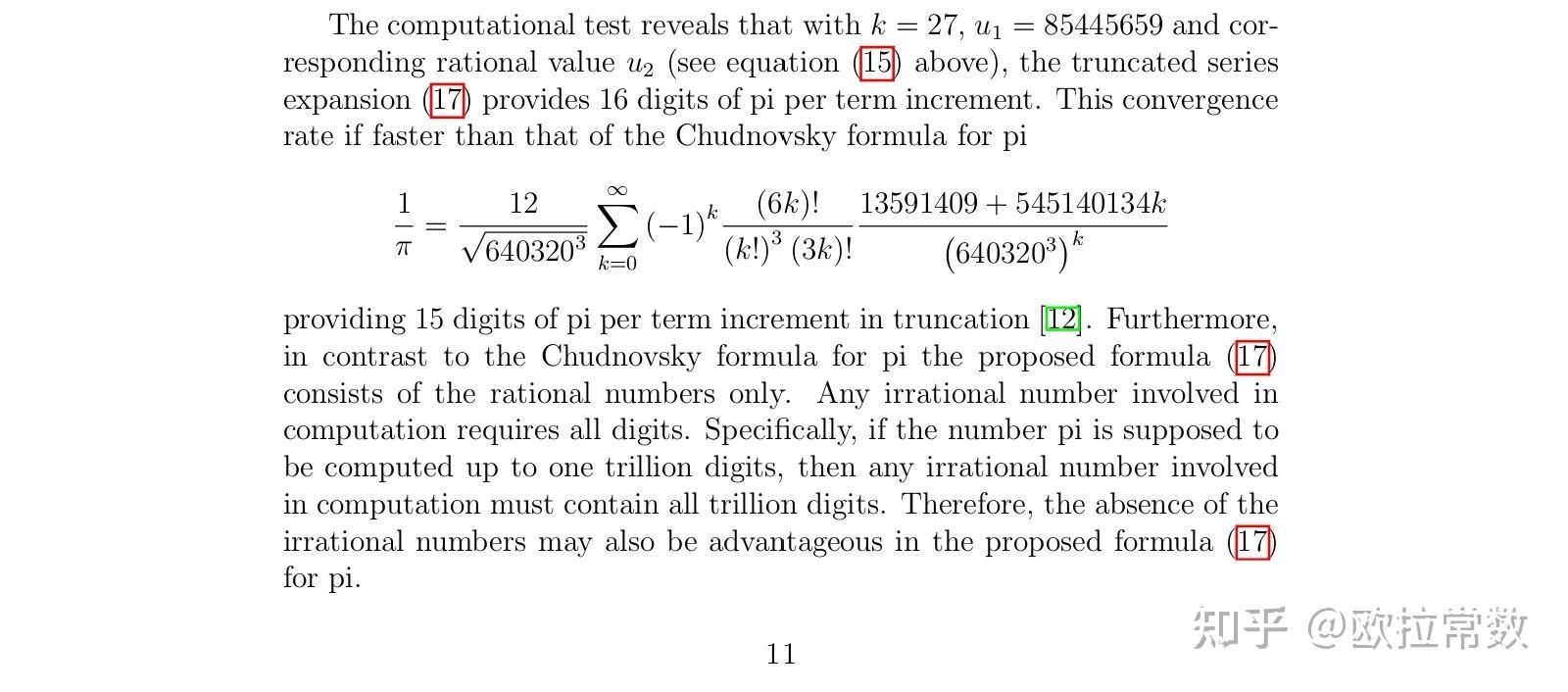 Chudnovsky formula for pi 圆周率公式 - 知乎
