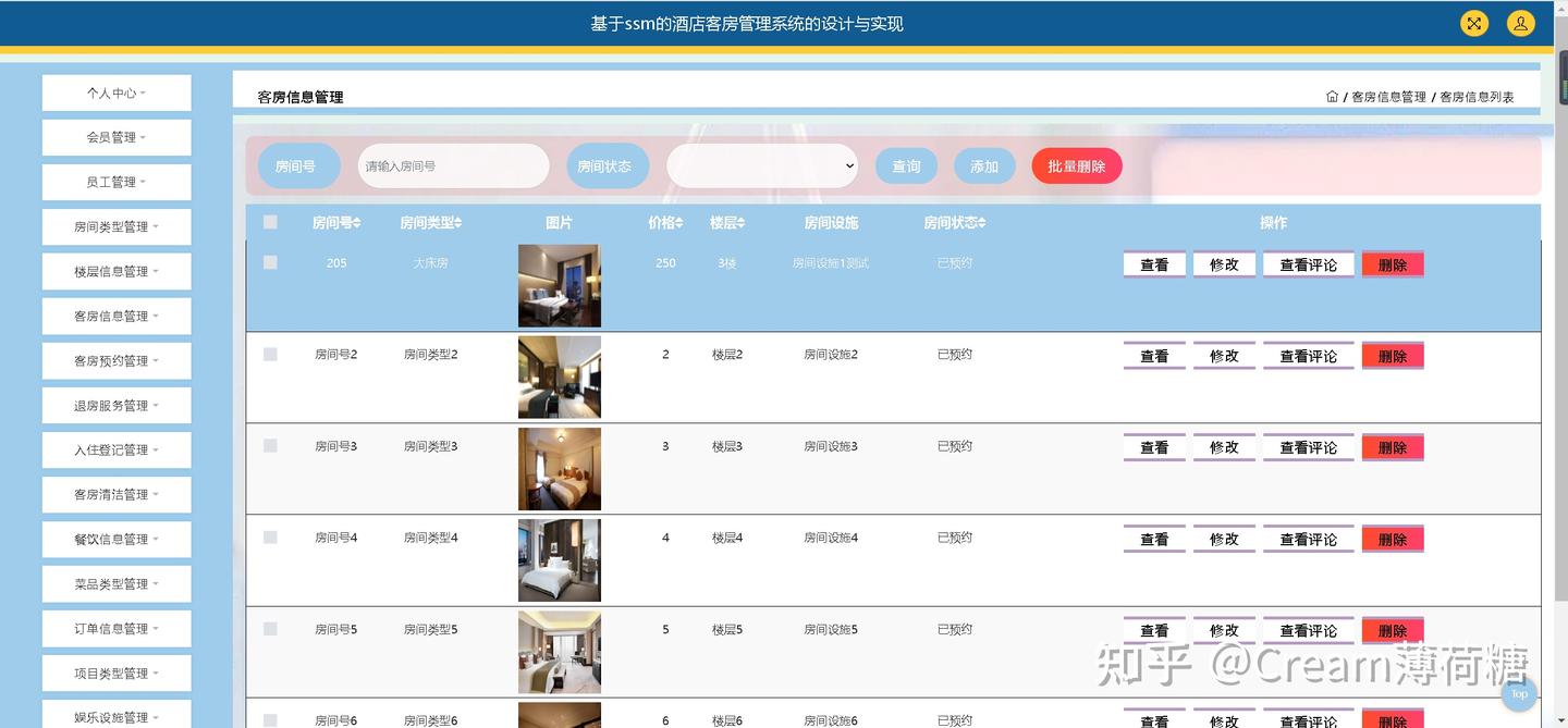 111 基于ssmjsp的酒店客房管理系统 知乎 