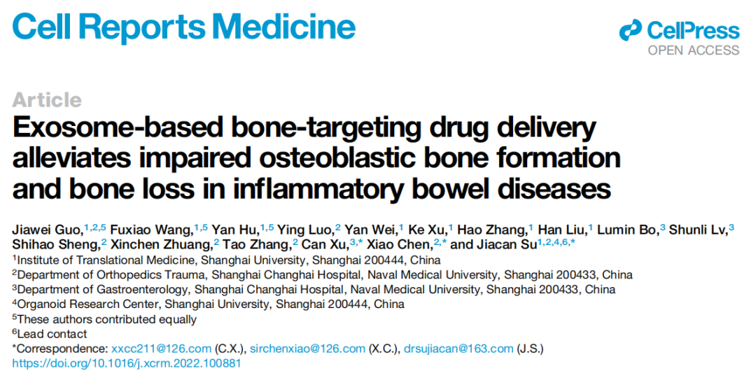 Cell Rep Med｜苏佳灿/徐灿/陈晓团队合作揭秘炎症性肠病骨丢失机制 - 知乎