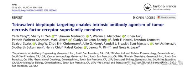新技术加速抗体研发｜Genentech四价双表位抗体实现TNFRSF内在激动活性 - 知乎