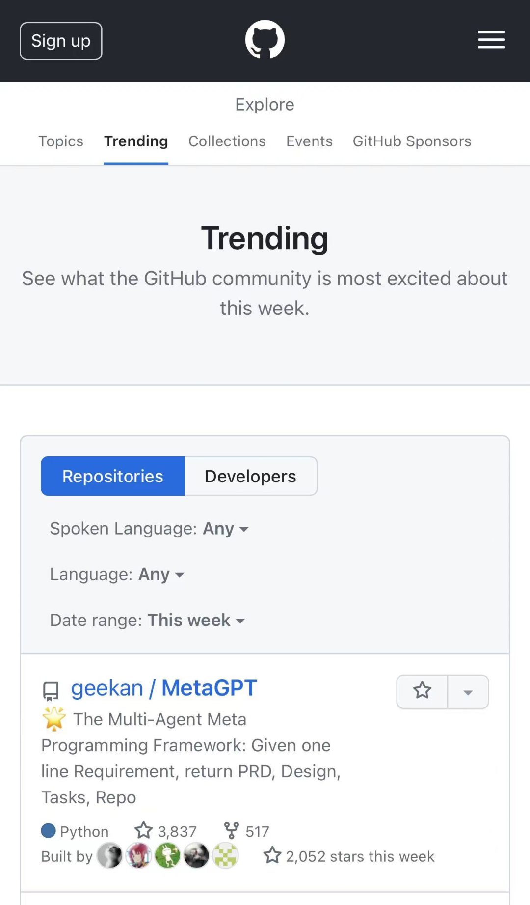MetaGPT目前GitHub Trending排名世界第一 - 知乎