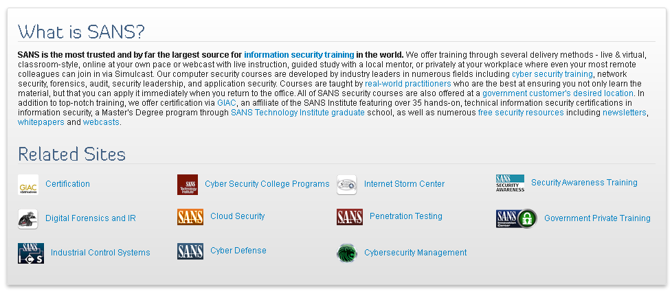 酷站推荐 - sans.org - SANS Cyber Security - 知乎