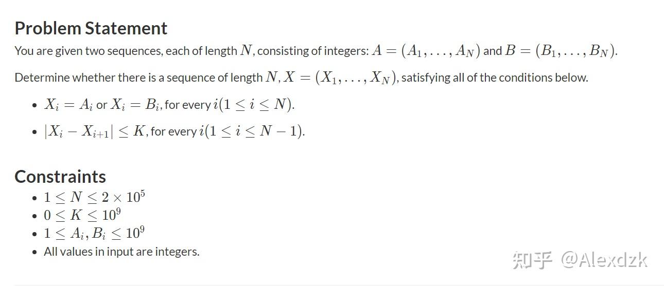 Atcoder Beginner Contest 245 C Choose Elements（dp） 知乎