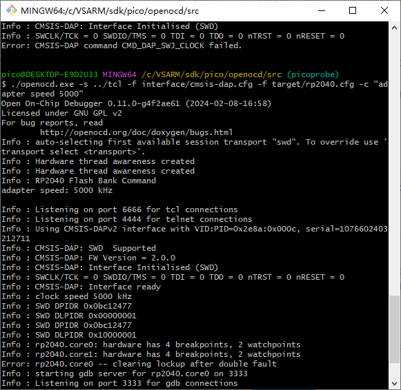 【树莓派Pico】error: CMSIS-DAP command CMD_DAP_SWJ_CLOCK failed - 知乎