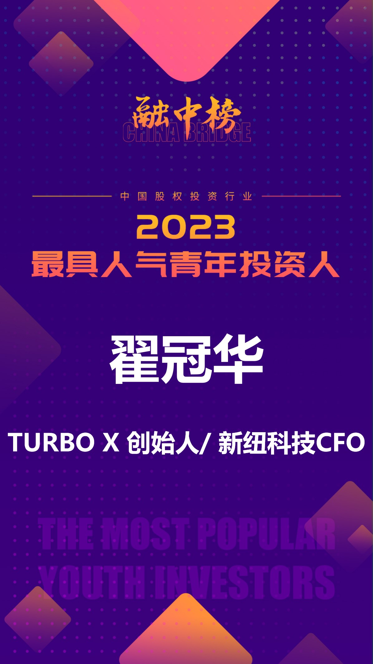 TURBO X创始人翟冠华荣获融中榜“2023最具人气青年投资人” - 知乎