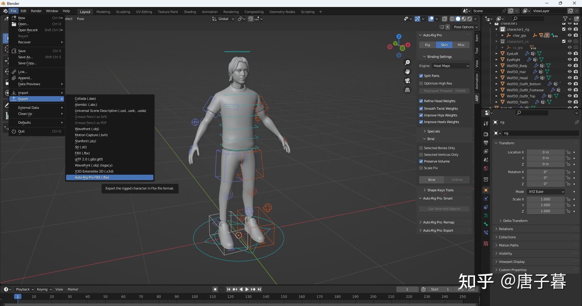 如何使用blender的auto rig pro插件为人物模型绑定虚幻5（UE5）角色骨骼 - 知乎