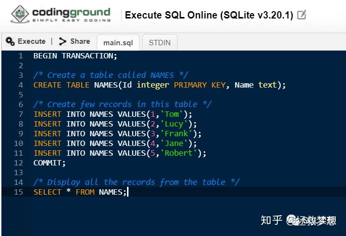 推荐几款在线 SQL 模拟器 - 知乎