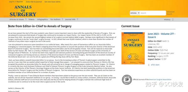 sci快发 | Annals of Surgery：外科老牌期刊，JCR1区的顶级期刊，无版面费 - 知乎