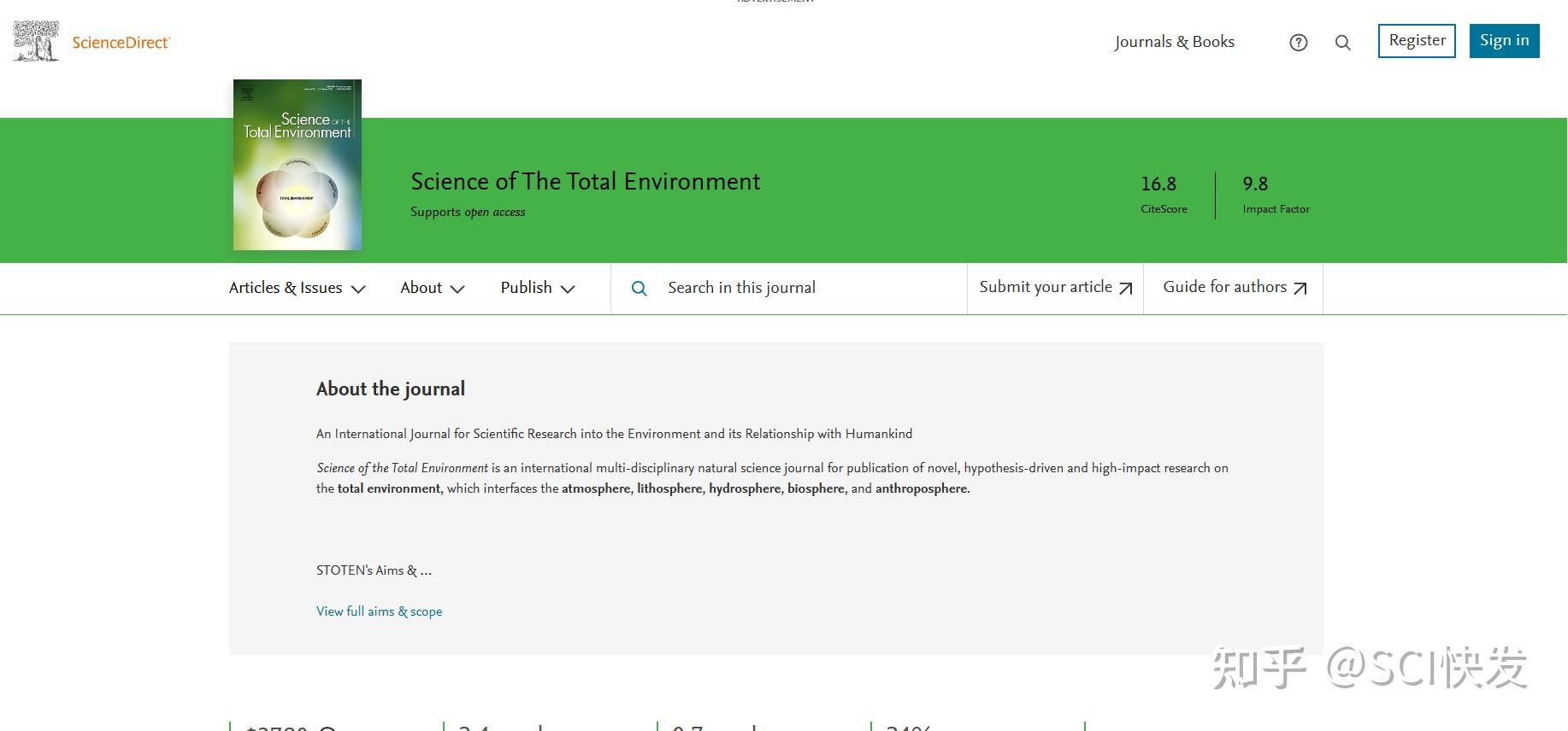 sci快发|Science of The Total Environment 国人友好的环境科学期刊 ，影响因子：9.8 分 - 知乎