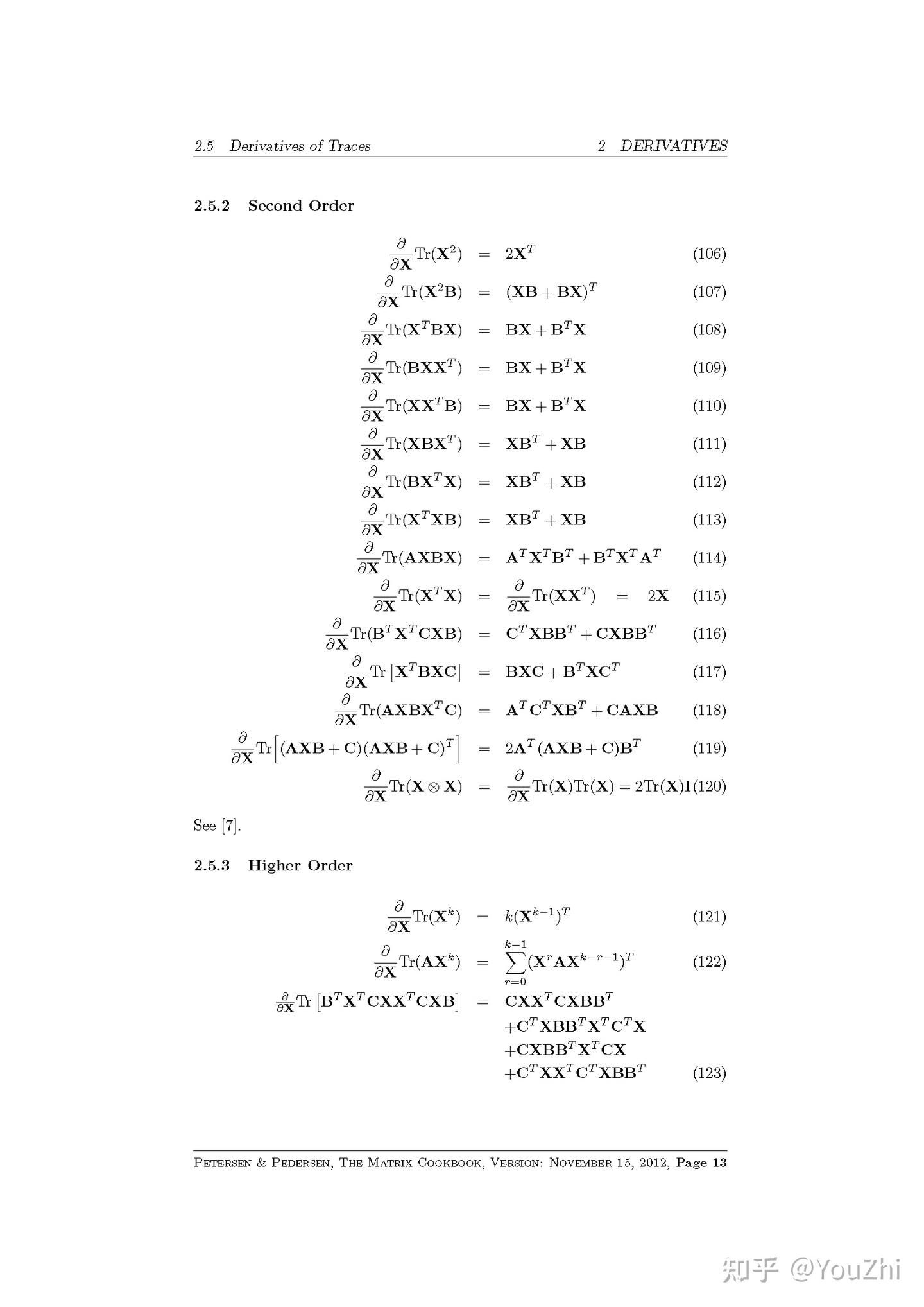 矩阵微积分公式查表(The Matrix Cookbook) - 知乎