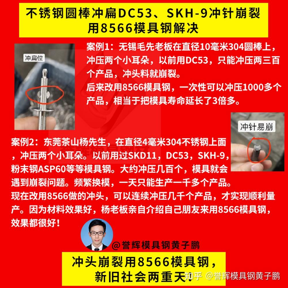 拍扁2.5毫米304不锈钢圆棒SKH-9冲头崩裂？誉辉模具钢黄子鹏回答 - 知乎