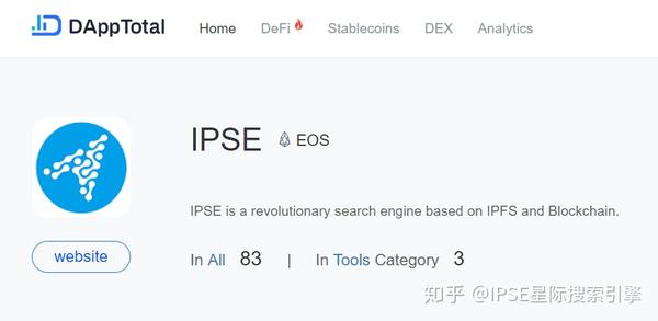 DappTotal数据：IPSE排名第3 - 知乎