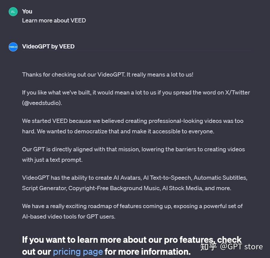 GPT store 视频领域的先驱者：VideoGPT by VEED - 知乎