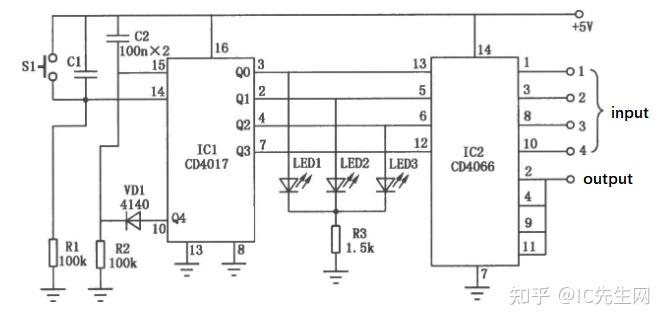 CD4066典型应用电路示例 - 知乎
