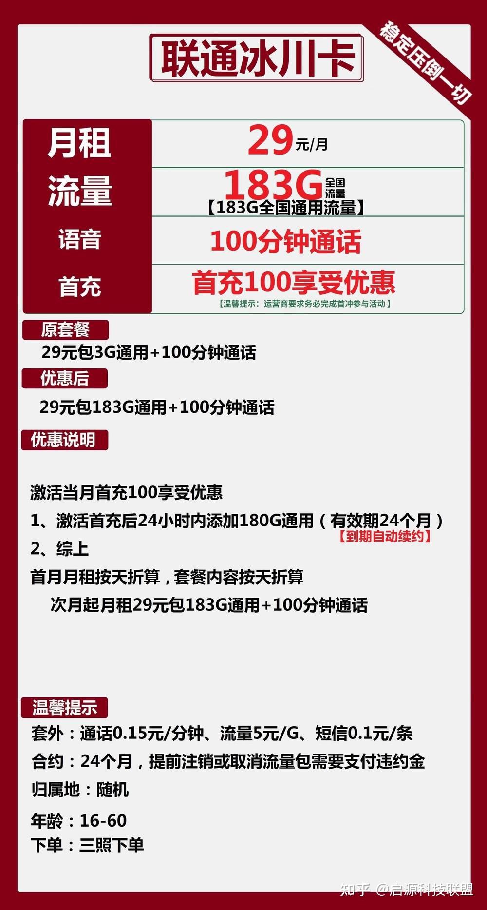 联通冰川卡震撼来袭，29元畅享183G通用流量，超值大放送！ - 知乎