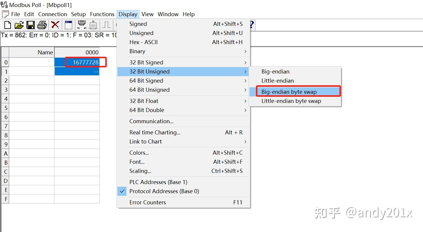 modbuspoll读取的数据值大小端表示方式 - 知乎