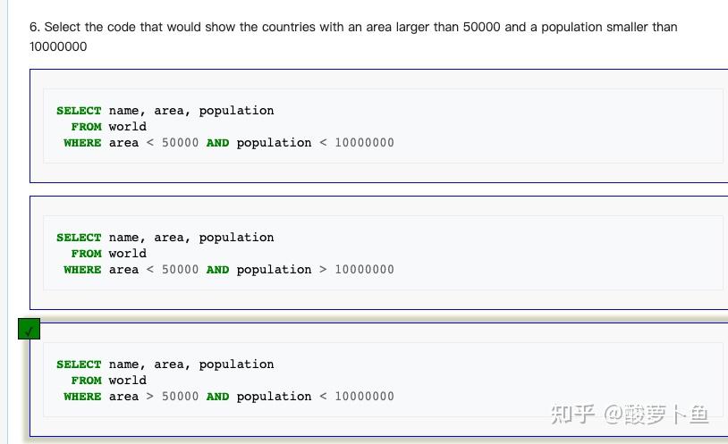【刷题】SQLZOO（1-6） - 知乎