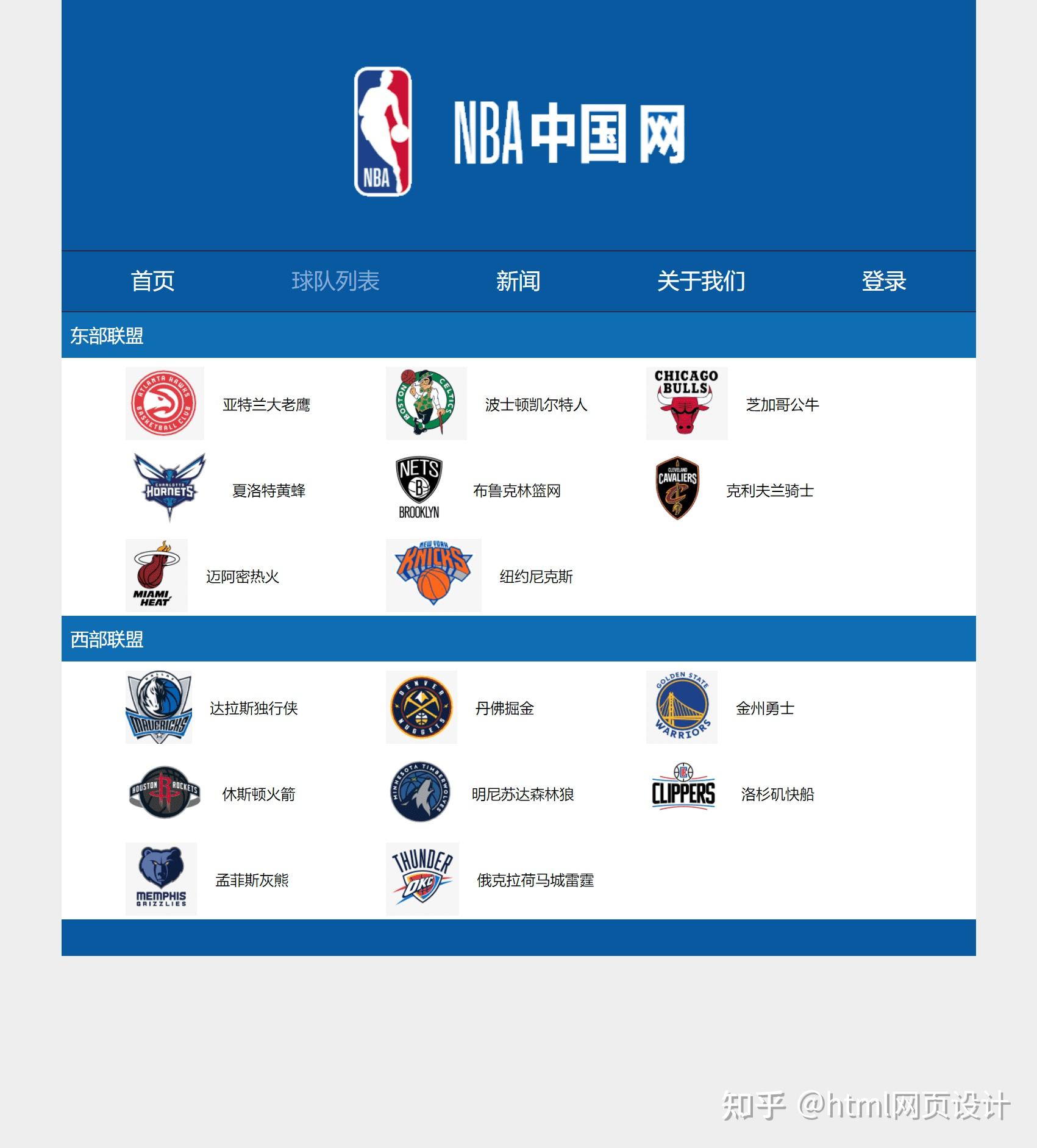 如何制作HTML网页设计【体育运动主题网站——中国篮球NBA】 - 知乎