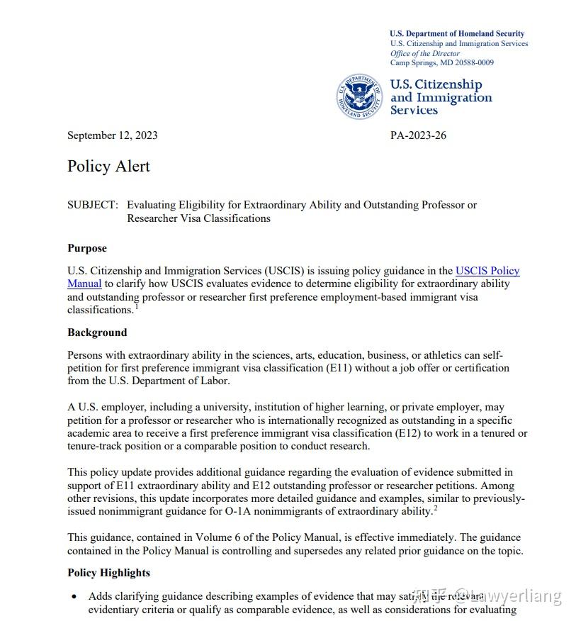 美国移民局公布新的EB1A杰出人才评定标准 - 知乎