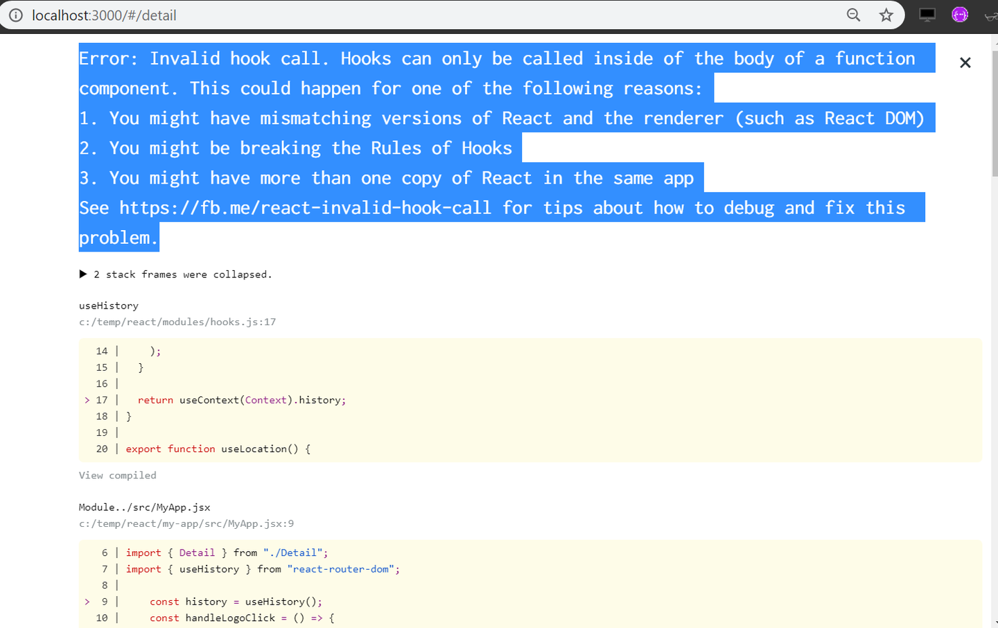 React应用里Invalid hook call错误消息的处理 - 知乎