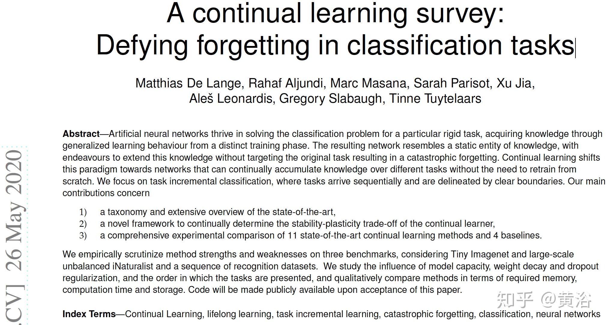 介绍几篇incremental/continual/lifelong learning的综述论文 - 知乎