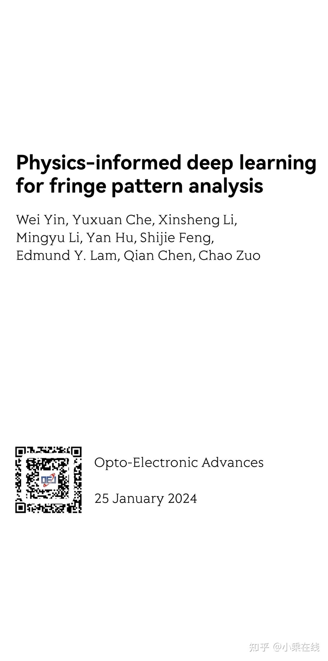 Physics-informed deep learning for fringe pattern analysis - 知乎
