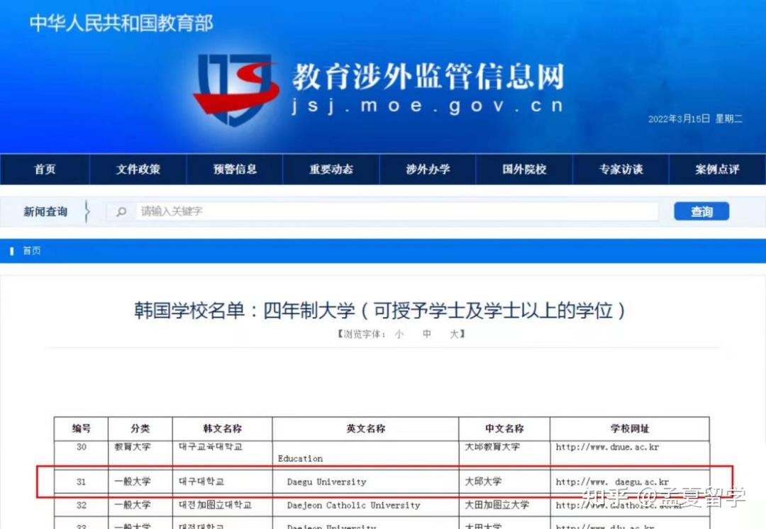韩国留学 | 大邱大学——排名501-550（2022QS亚洲大学排名） - 知乎