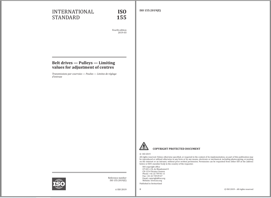 ISO 155-2019（原版PDF）+Chinese（ISO中文版翻译）皮带传动 - 皮带轮 - 调整中心的限制值 - 知乎