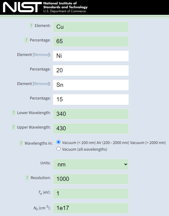 NIST数据库中 LIBS光谱 谱线查询 - 知乎