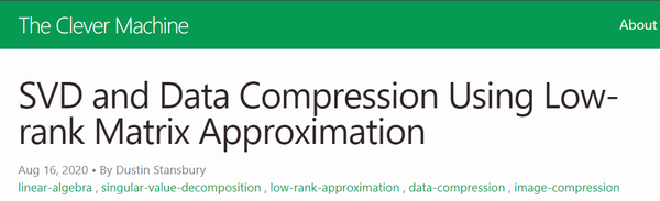 SVD和低秩矩阵近似（Low-rank Matrix Approximation）的数据压缩 - 知乎