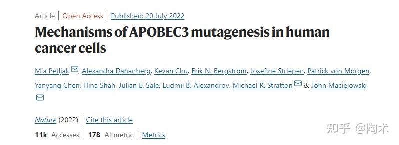 【Nature】癌症机制新突破：APOBEC3与内源性癌症突变 - 知乎